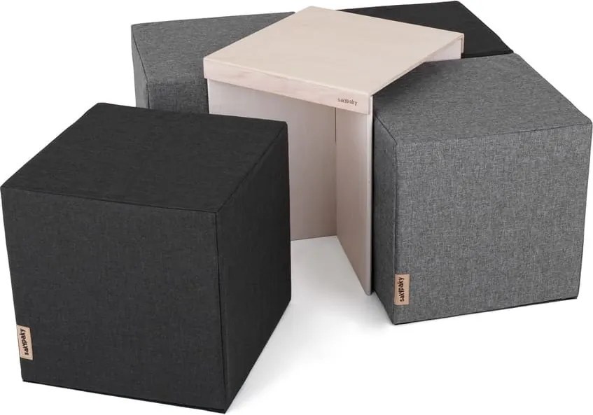 Set stolku se 4 taburety KOSTKO PUR 45