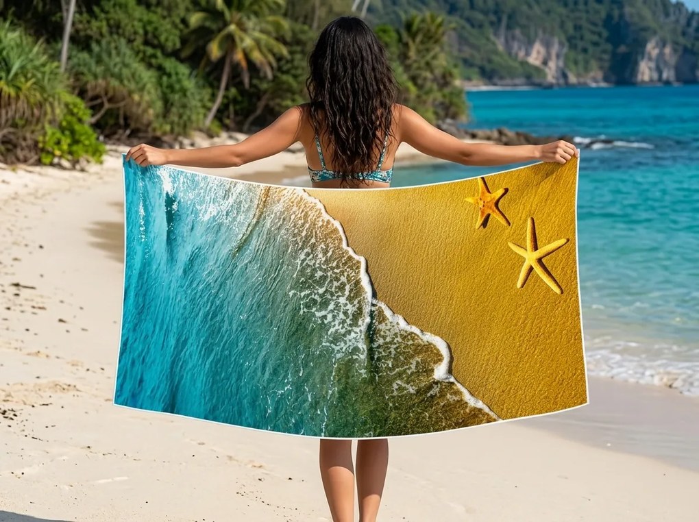 Rychleschnoucí XL plážová osuška SOLMARE barevná 100 x 180 cm, 100% mikrovlákno