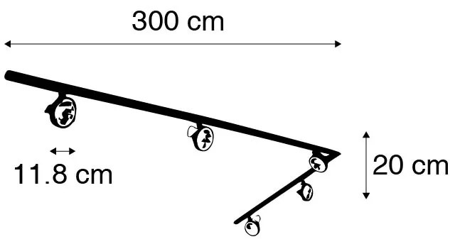 Kolejnicový systém s 5 reflektory černý 1-fázový - Go
