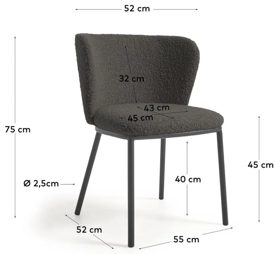 Černé čalouněné jídelní křeslo Ciselia – Kave Home