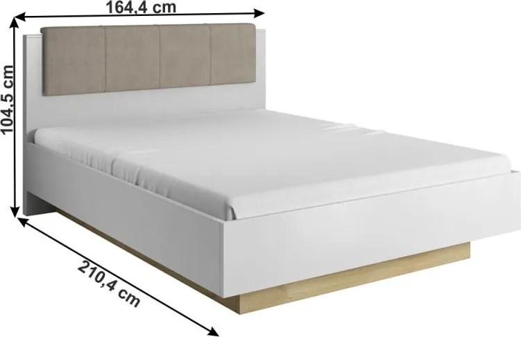 Postel s úložným prostorem, bílá/dub grandson/bílý lesk, CITY Kondela 0000264434