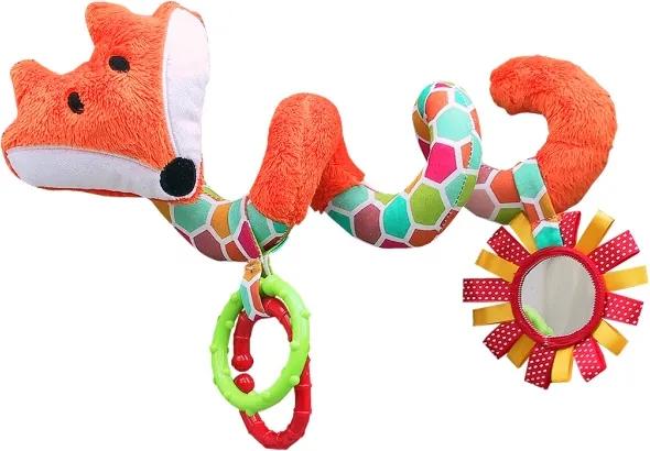 Edukační hračka Hencz s chrastítkem a zrcátkem  - LIŠKA - spirálka -oranžová
