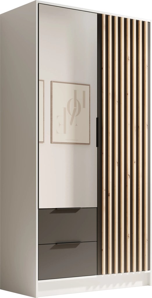 ADRK Furniture Skříň Neri 100 se zrcadly W-NER-100-WB