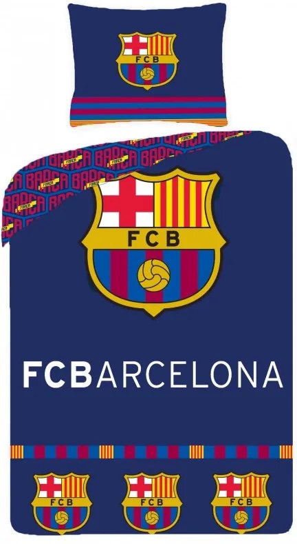 TOP Dětské bavlněné povlečení FC BARCELONA modrá 140x200+70x90