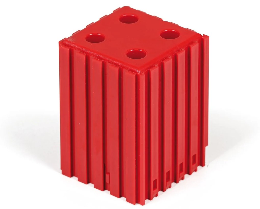 Plastový box na nářadí s válcovou stopkou D8, modul 5x5, 4 dutiny, červená