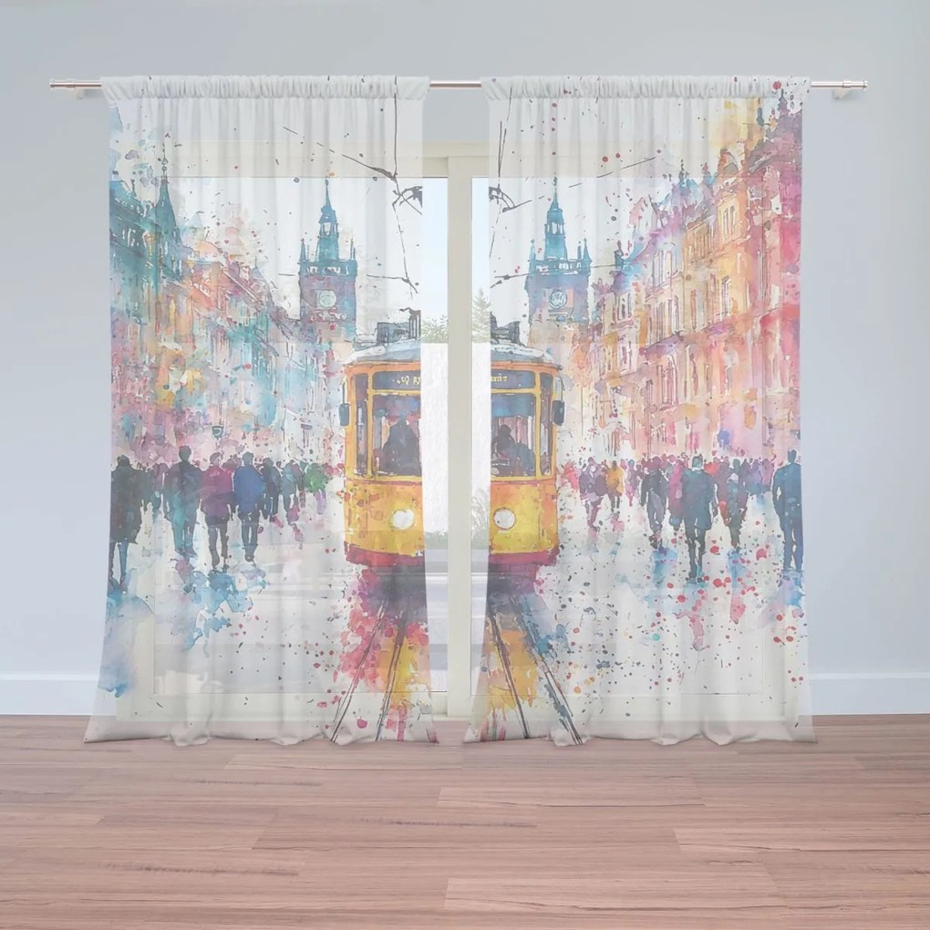 Sablio Záclony Žlutá tramvaj Paint: 2ks 150x250cm