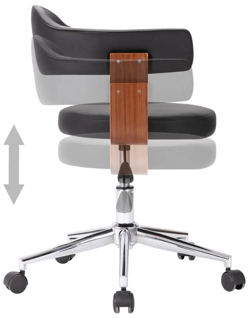 Otočná kancelářská židle černá ohýbané dřevo a umělá kůže,  3054836
