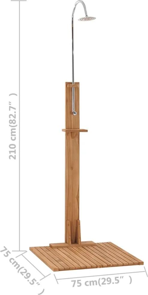 vidaXL Zahradní sprcha 75 x 75 x 210 cm masivní teakové dřevo [312276]