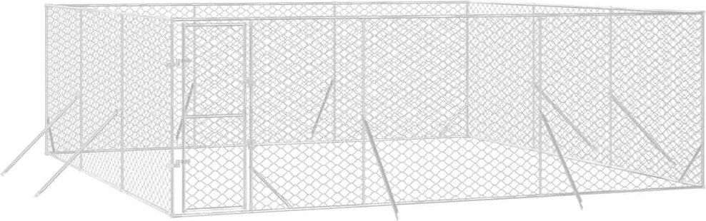 Venkovní psí kotec stříbrný 6 x 6 x 2 m pozinkovaná ocel 3190460