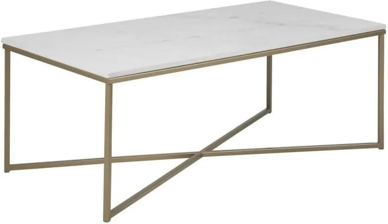 Konferenční stolek Venice 120 cm, mramor, bílá/zlatá