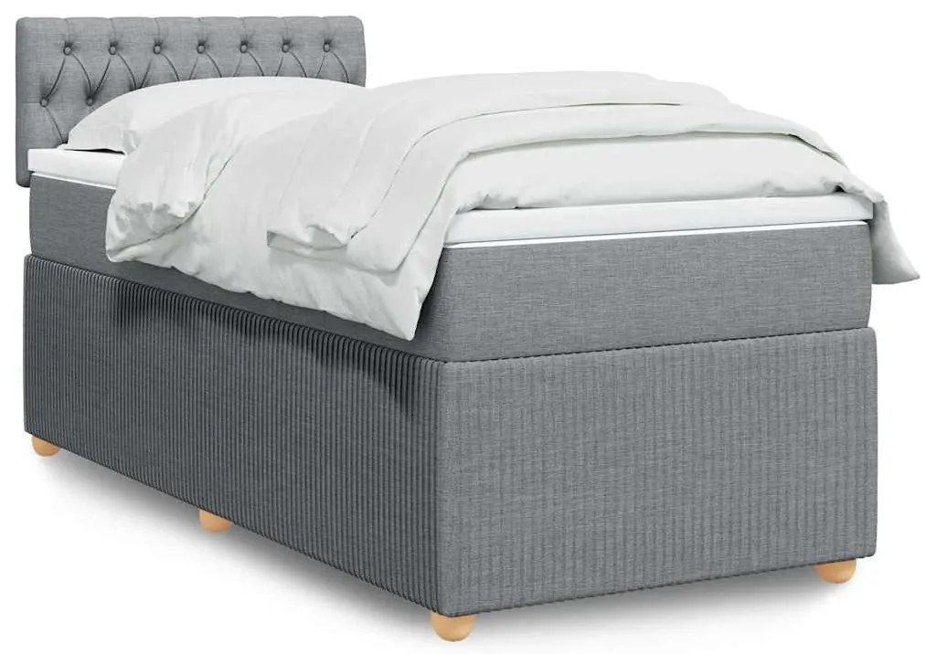 Box spring postel s matrací světle šedá 90x200 cm textil 3289646