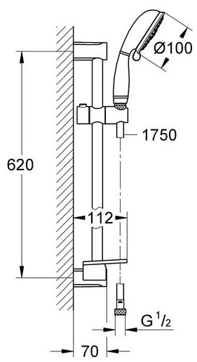 Grohe Tempesta Rustic 100 sprchový set s tyčí, 4 proudy 27609001