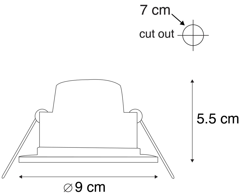 Sada 6 zapuštěných bodových světel bílých vč. LED 3-stupňový stmívač IP65 - Blanca