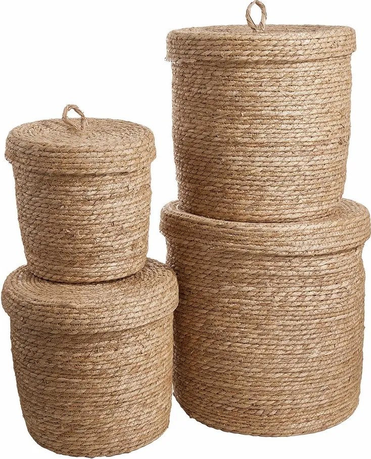 RUSH ROPE Koš kulatý s víkem 30 cm