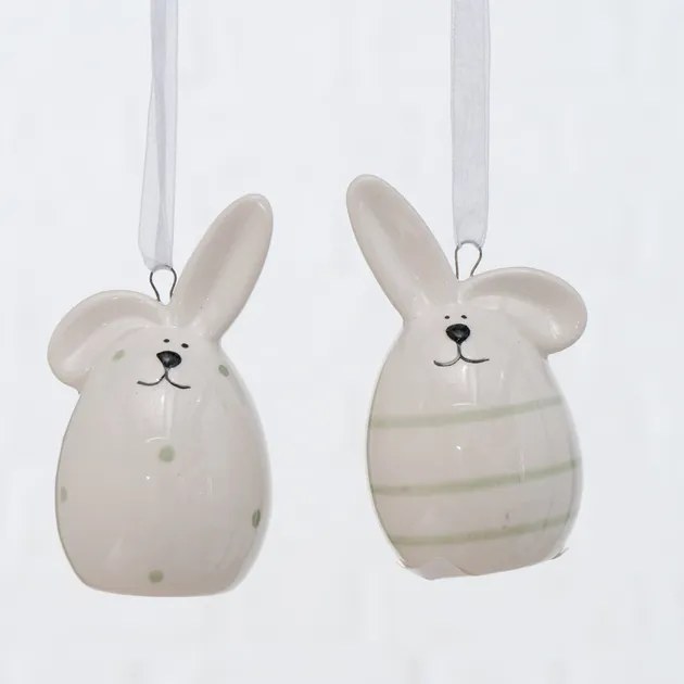 Porcelánový zajíček na zavěšení 7 cm