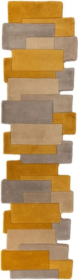 Flair Rugs, Běhoun Abstract Collage Ochre/Natural, 60x230, žlutá, chodba / předsíň