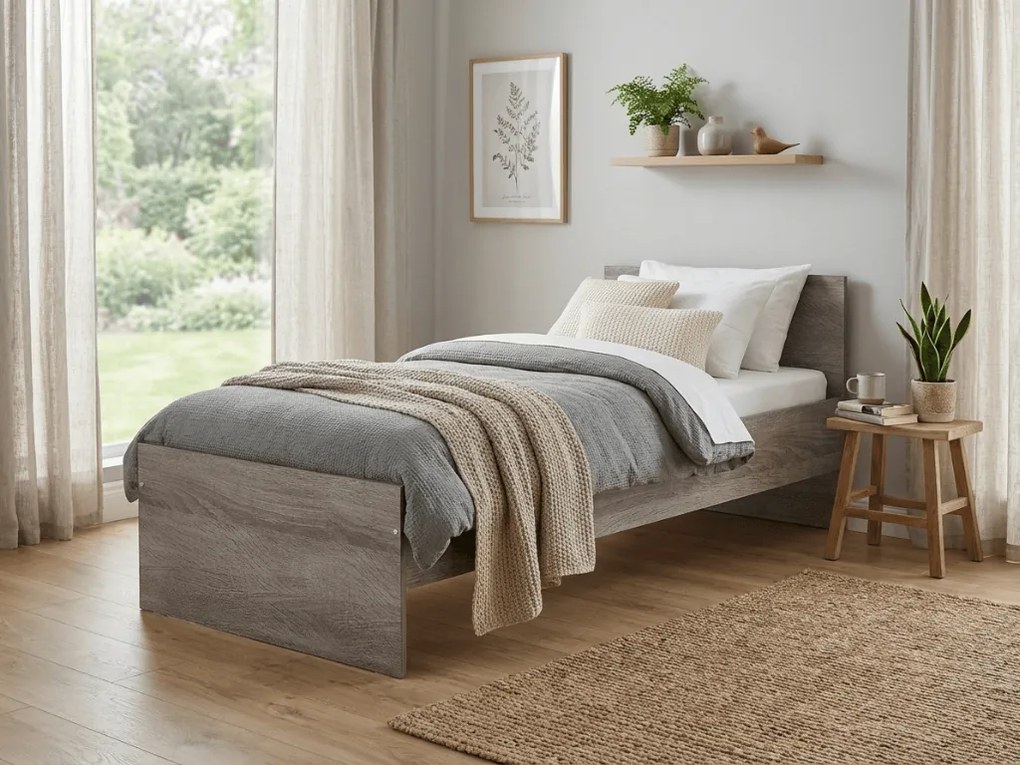 Postel ELISA 90 x 200 cm, dub lanýž Matrace: Matrace Deluxe 10 cm, Rošt: S lamelovým roštem
