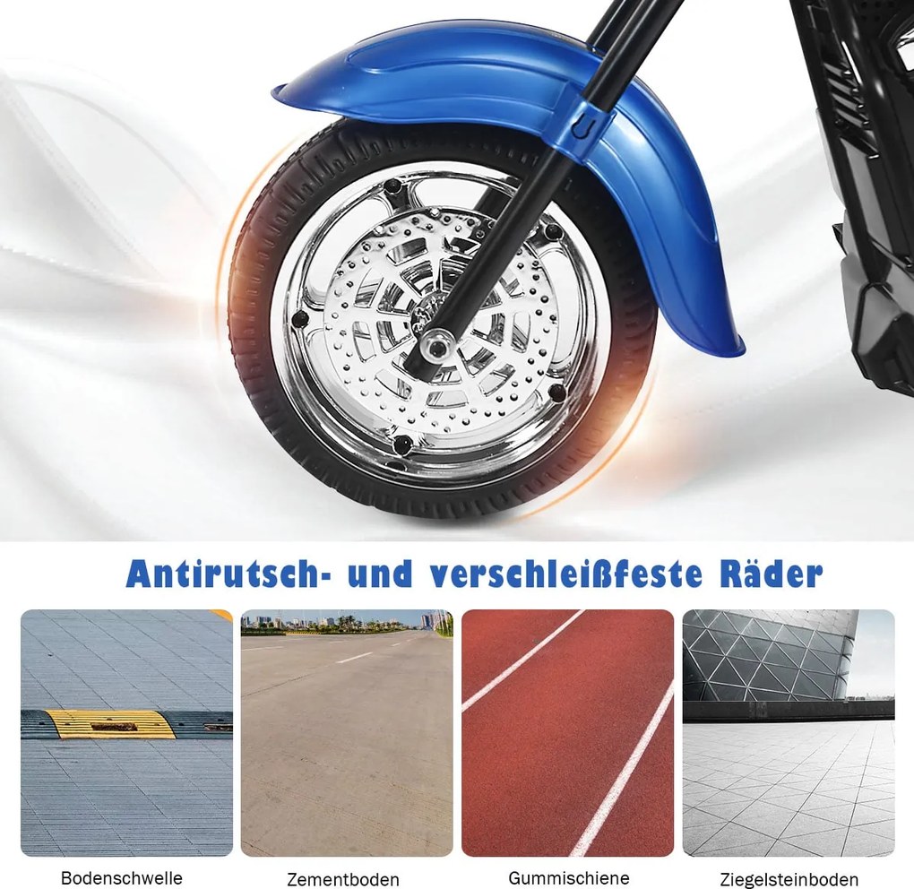 Costway 6 V elektrický motocykl s nastavitelnými světlomety motocykl modrá +