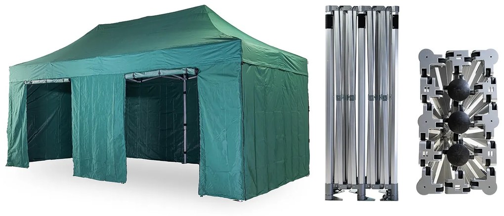 Nůžkový párty stan 3x6 m /6 noh TENTino BIG HEXAGON EXTREME Barva opláštění: 9A - ZELENÁ