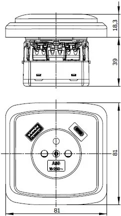 ABB Tango zásuvka s USB nabíjením bílá 5569A-A32357 B s clonkami (2CHA693257A4500)