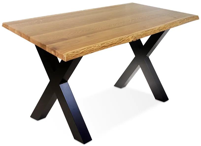 Moderní stoly Jídelní stůl X masiv dub/ocel