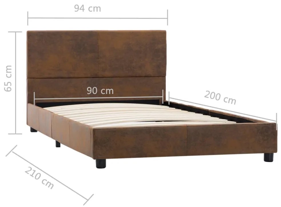vidaXL Marketos Rám postele hnědý umělá broušená kůže 90 x 200 cm