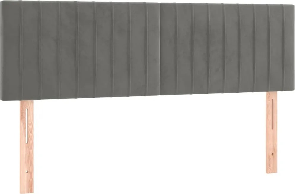 Čelo postele s LED světle šedé 144 x 5 x 78/88 cm samet 3121898