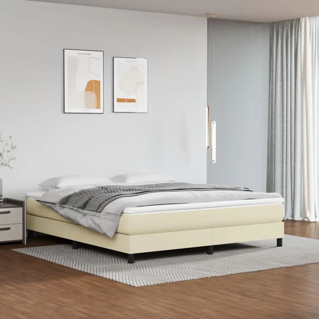 Rám postele s boxspringem krémový 180x200 cm umělá kůže 3120714