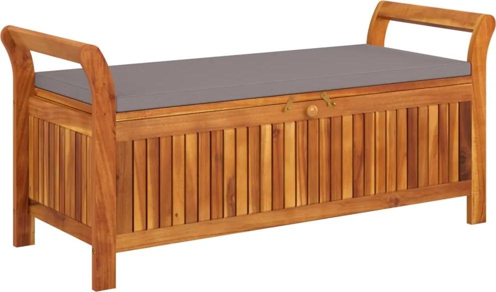 vidaXL Zahradní úložná lavice s poduškou 126 cm masivní akáciové dřevo [319717] Barva: Šedá