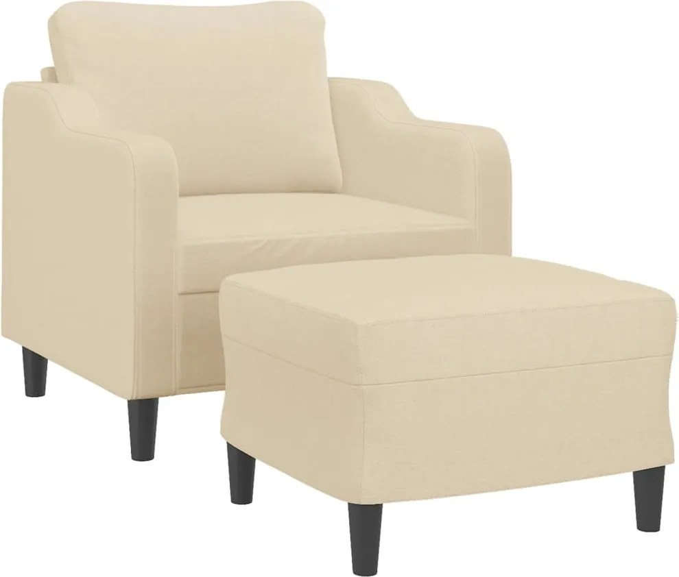 Křeslo s podnožkou krémové 60 cm textil 3201129