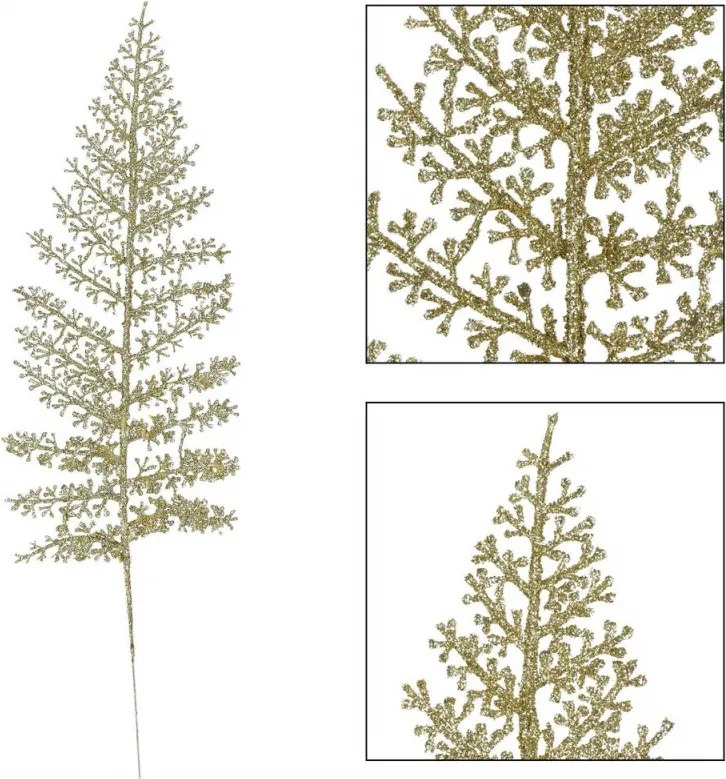 Větvičky kapradiny 45cm zlaté sada 3ks, vánoční dekorace