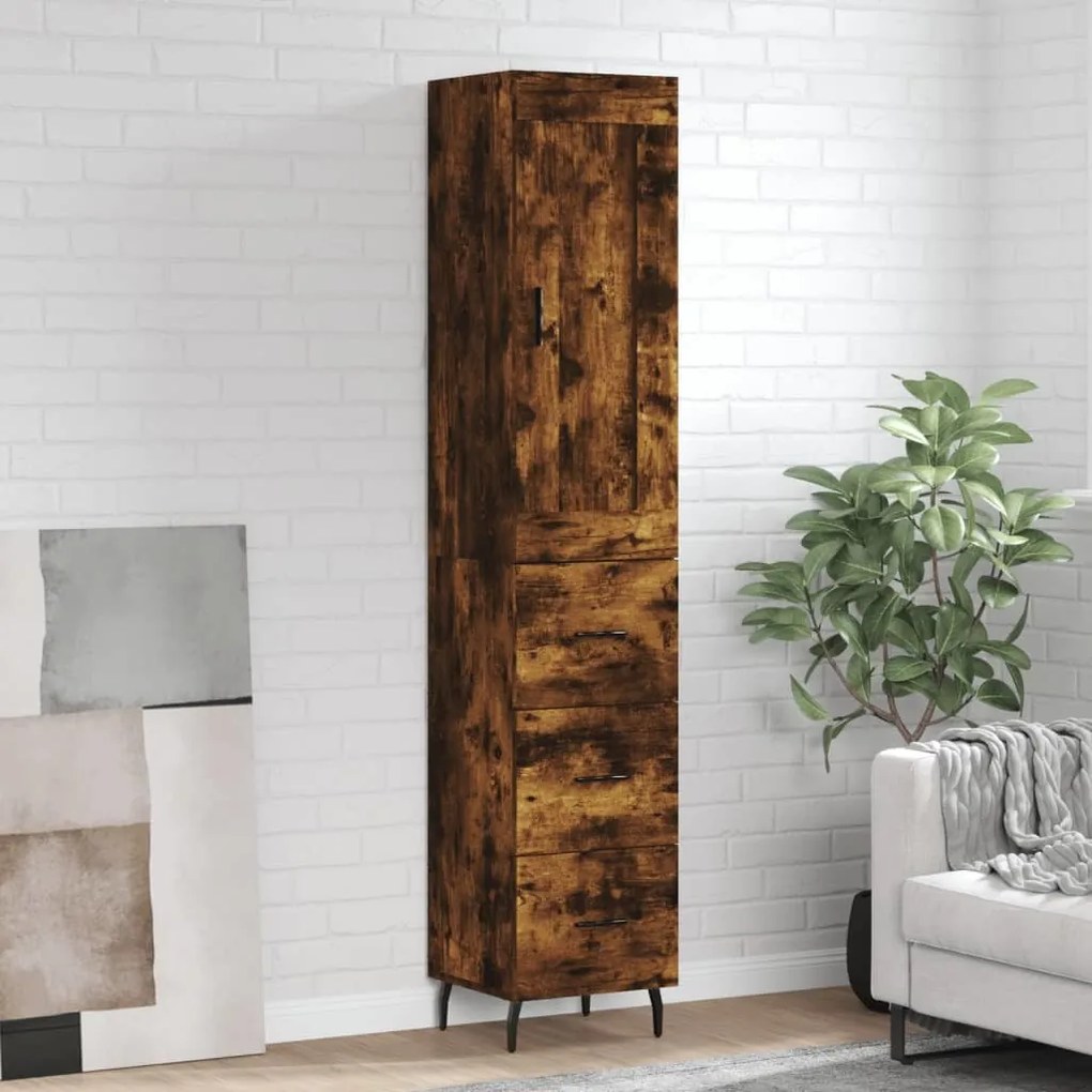 vidaXL Skříň highboard 34,5 x 34 x 180 cm kompozitní dřevo [3200215] Barva: hnědý dub