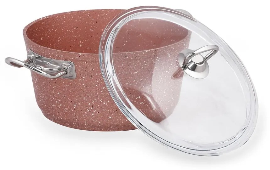 Růžový hliníkový hrnec s poklicí Güral Porselen Classic, ø 22 cm