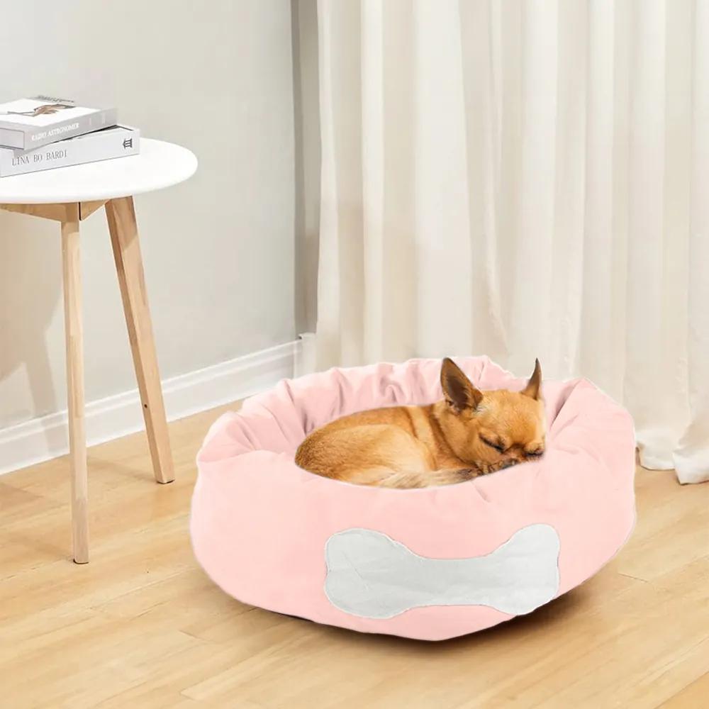 Plyšový pelíšek pro psa/kočku BONENEST 50 cm, růžový