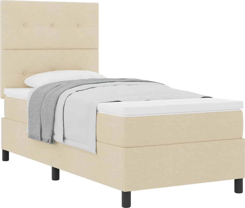Postel s boxspringem s matrací Krémová 90 x 190 cm textil 3339355