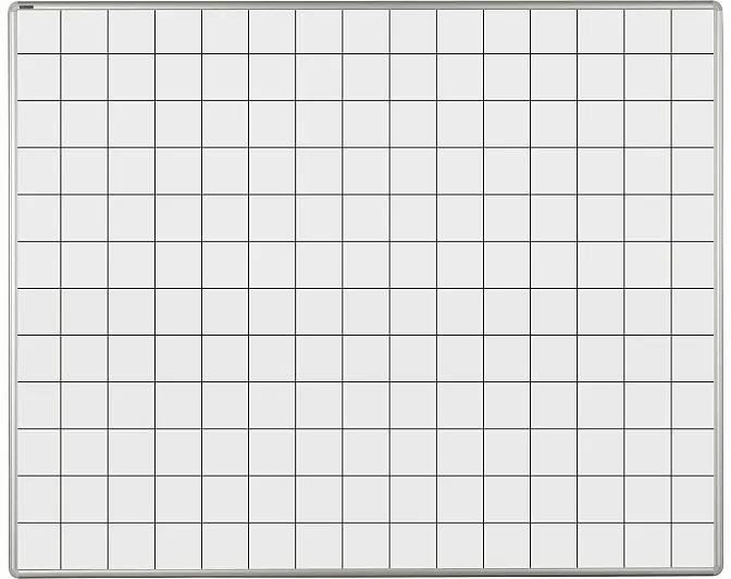 Magnetická tabule s odkládací poličkou MANAŽER K 150 x 120 cm (potisk) - čtverce 100 mm (101501202105)