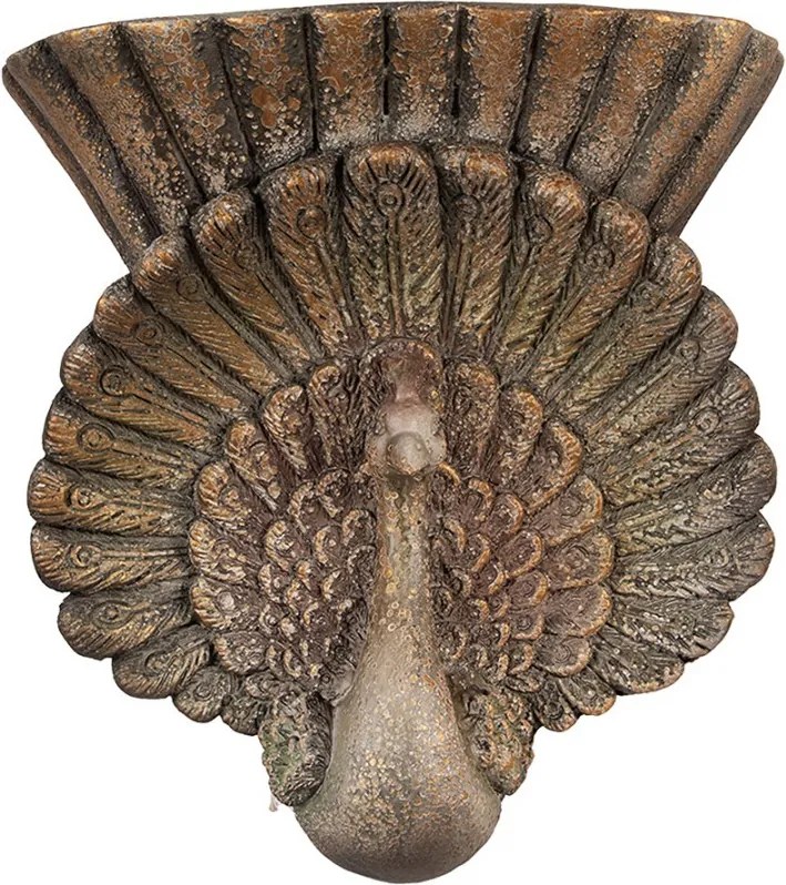Hnědý antik květináč páv Peacock Baroque - 36*12*39 cm
