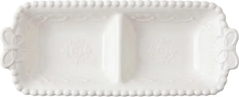Bílá porcelánová mistička s perličkovým okrajem a motýlky Butterfly - 17*7*3 cm