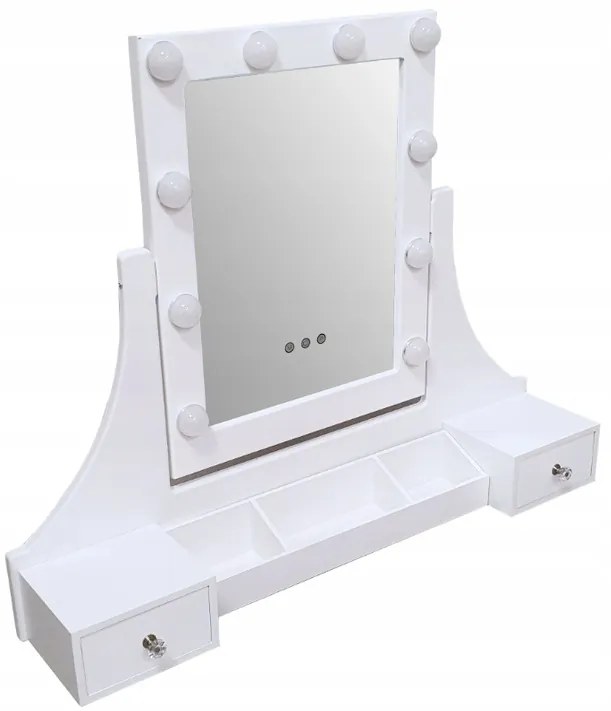 Bestent Toaletní stolek LED zrcadlo a bílá taburetka