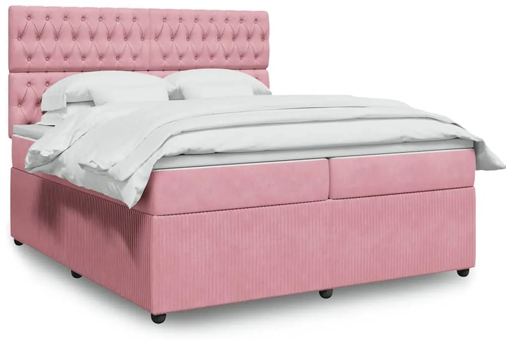 Box spring postel s matrací růžová 200x200 cm samet 3294741