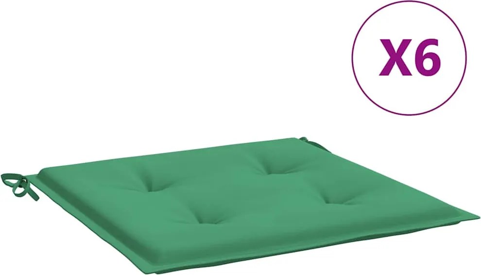 Podušky na zahradní židli 6 ks zelené 50x50x3 cm látka oxford 314049