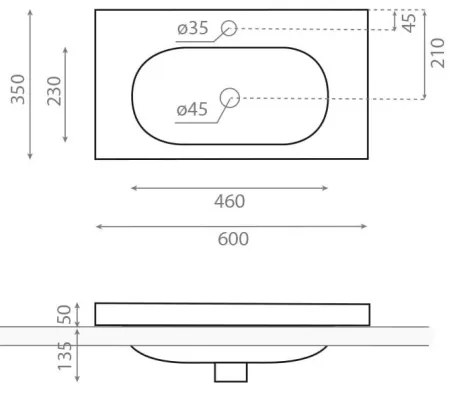 Bathco 0516 - Zápustné umyvadlo ICE 60x35 cm pryskyřice/bílá