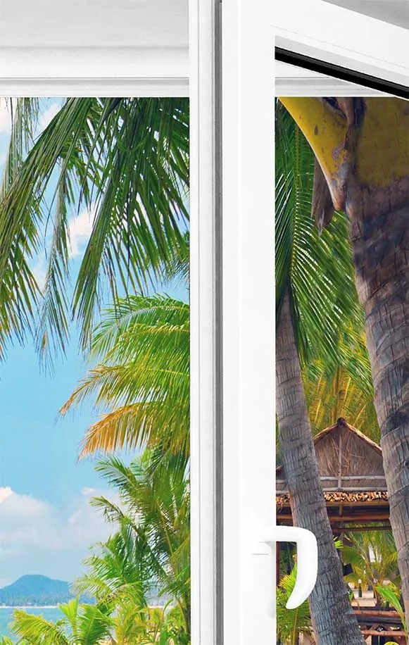 3D obraz okno na tropickou pláž Velikost (šířka x výška): 100x75cm