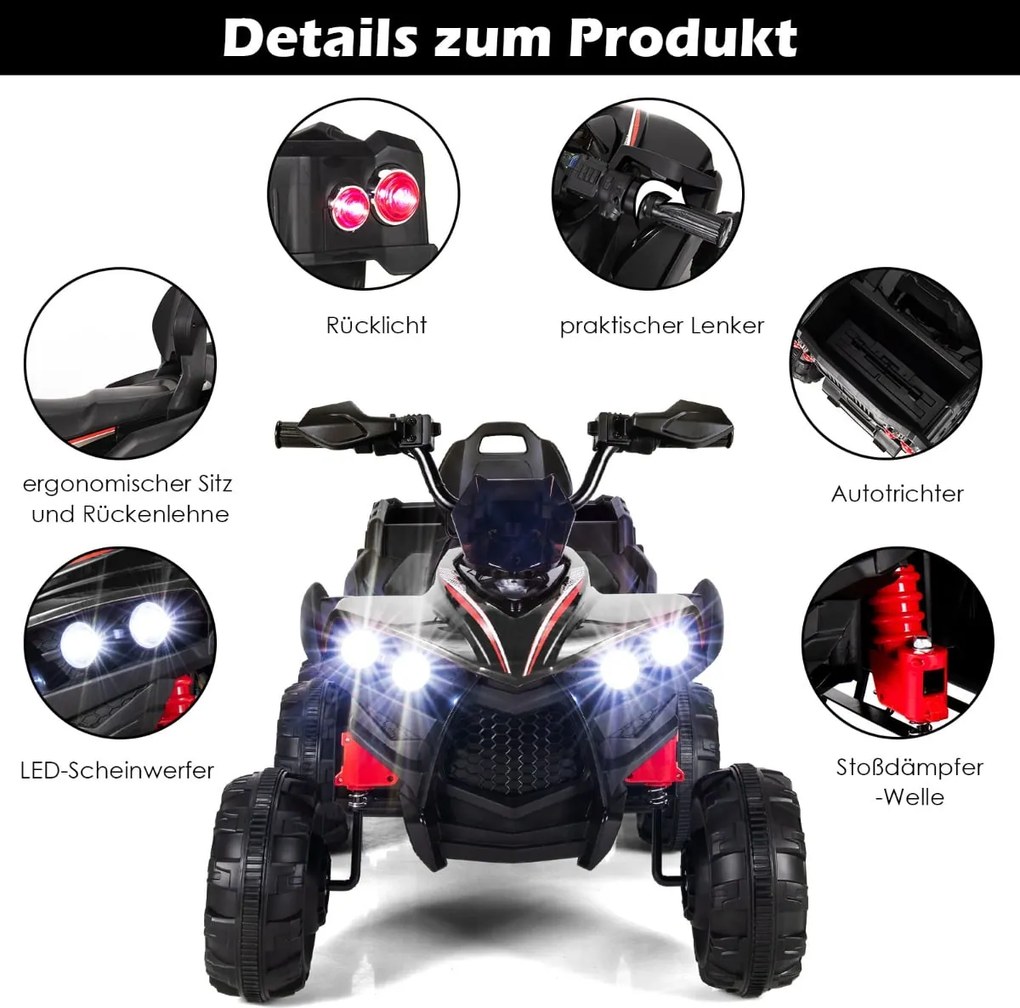 Costway 12 V elektrická dětská čtyřkolka s úložným prostorem a LED světly mini