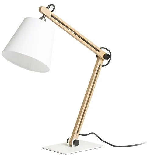 RENDL R14031 NIZZA stolní lampa, pracovní Polycotton bílá/dřevo