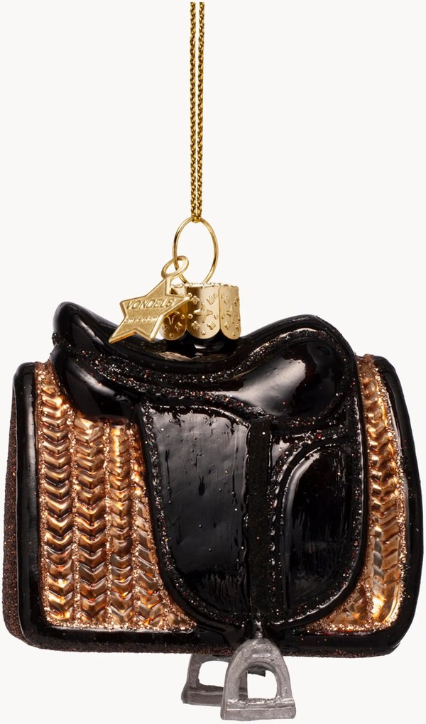 Ručně foukaná vánoční ozdoba Horse Saddle