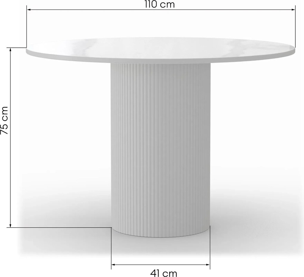 Jídelní stůl MALAGA 110 cm bílý mramor