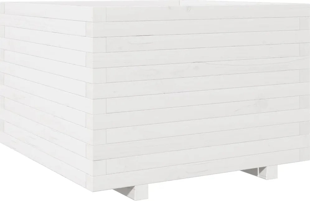Zahradní truhlík bílý 70 x 70 x 49,5 cm masivní borové dřevo 3282525