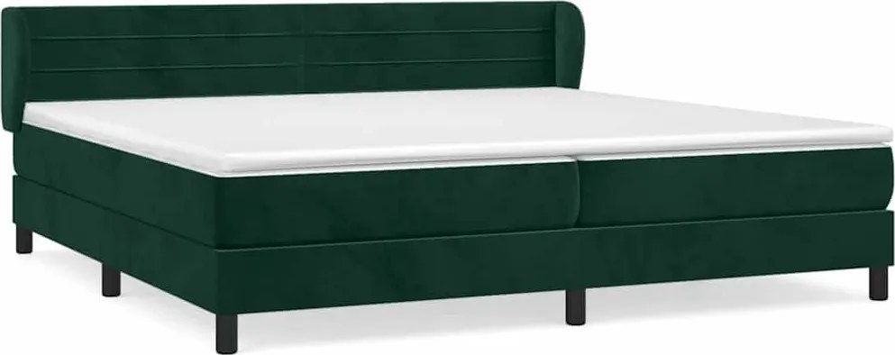 Box spring postel s matrací tmavě zelená 200x200 cm samet 3127574