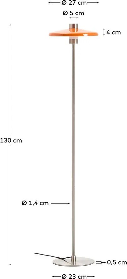 Oranžová stojací lampa s kovovým stínidlem (výška 130 cm) Nuvira – Kave Home